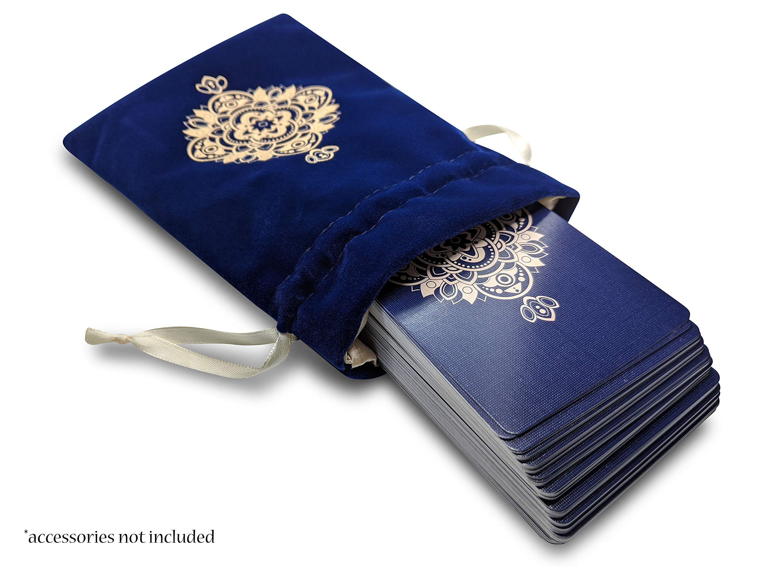 Miriyan Spiritual Mandala Tarot & Dice Bag I Velvet & Satin Drawstring Pouch Ideal Size for Tarot & Oracle Cards, DND, D&D, Dungeons and Dragons Accessories, Runes & Jewelry I Travel Gift Bag (Blue)