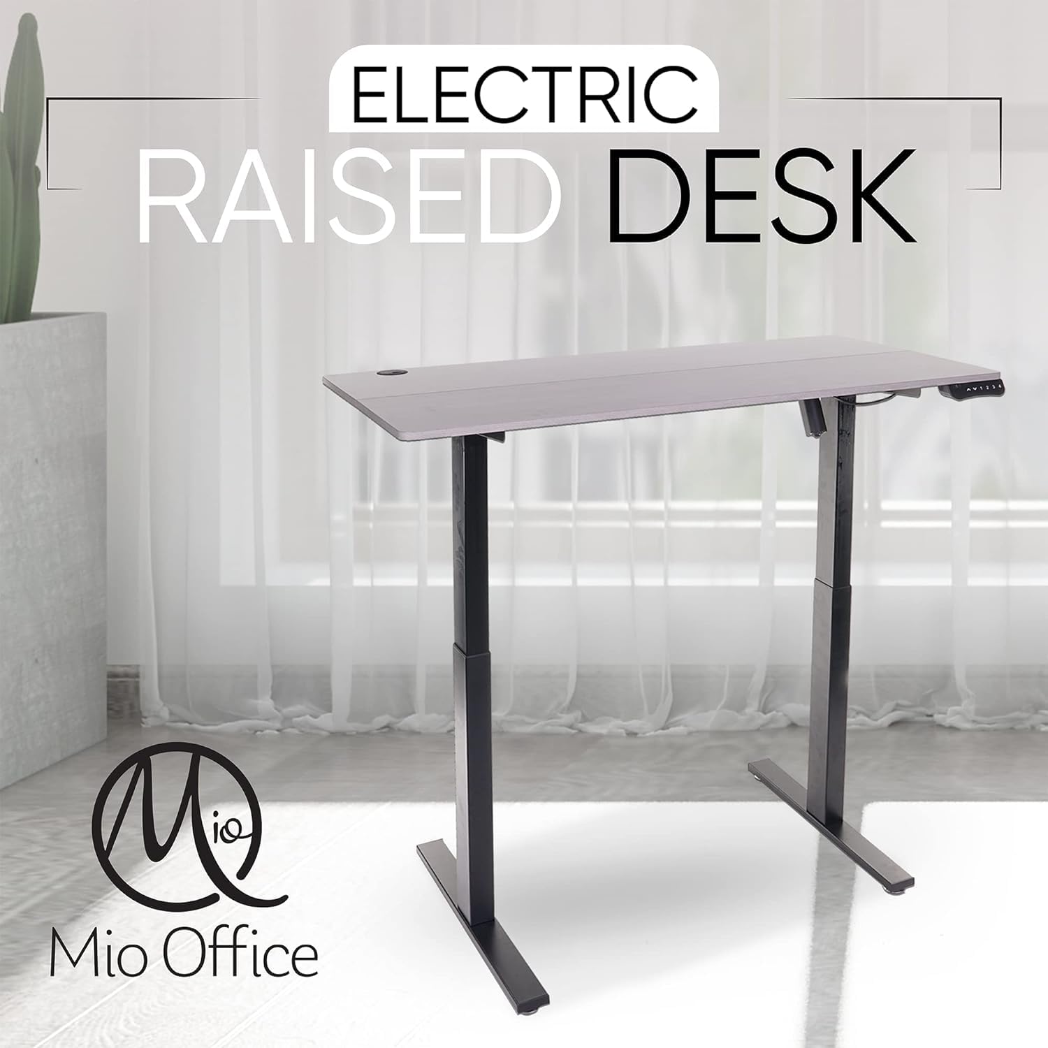 Generic Electric Standing Desk - Adjustable Height Desk with Laptop Stand, Sit Stand Desk, Riser Table (48 inch x 24 inch), Smoothly and Quietly Adjust from 27 to 45 inches, Black Frame, Gray Desktop