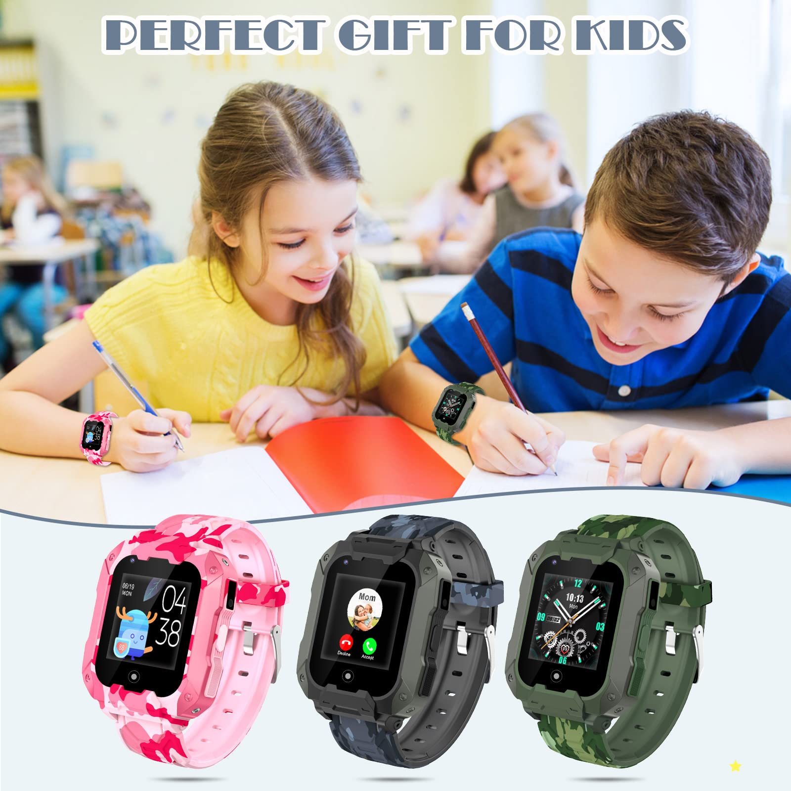 cjc Kids Smart Watch, 4G Kid Smartwatch with GPS Tracker and Calling, SOS Kids Cell Phone Watch, 3-15 Years Boys Girls
