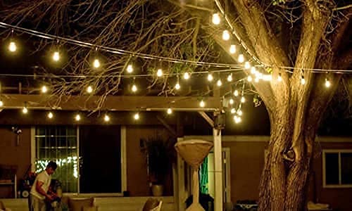 Joursdela 96FT 2-PACK outdoor string light 30 Incandesent edison string light ST14 clear bulb linkable and dimmable for patio, bistro garden Christmas decor