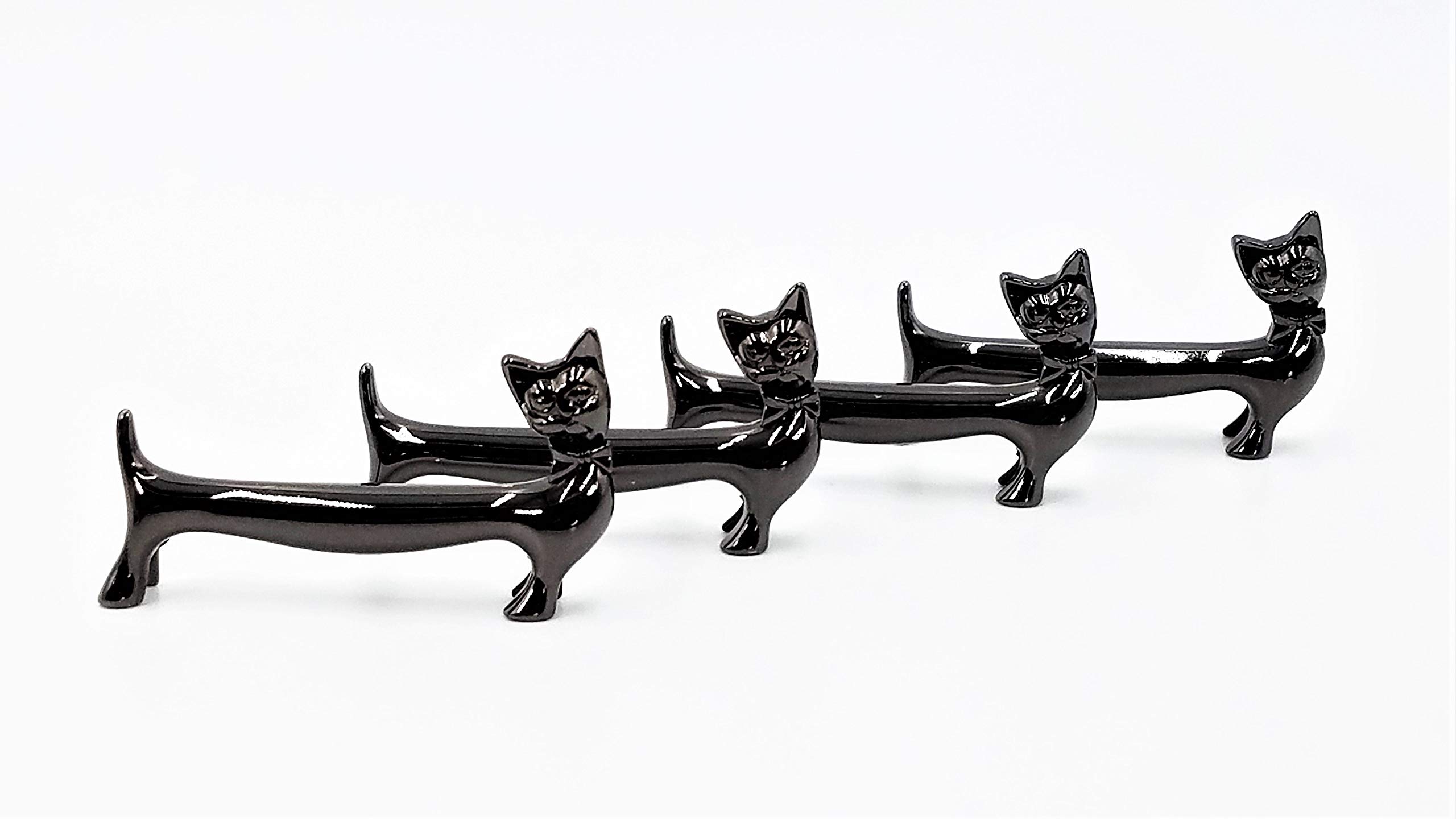 Cat Chopstick Rest Stainless Steel Spoon Fork and Knife Rests (Black)