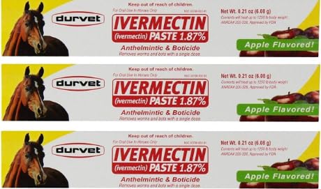 Digopets Ivermectin (ivermectin paste) wormer paste 6.08g 3 pack w/ 1 standard size nitrile glove pair