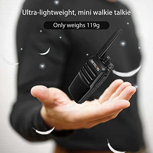 Retevis RT40B Walkie Talkie Rechargeable,Mini 2 Way Radio for Adults, Rugged Two Way Radios Rechargeable, Handheld USB Charging Base Emergency Alarm, for Adults Skiing Hunting Cruise Gifts (1 Pack)