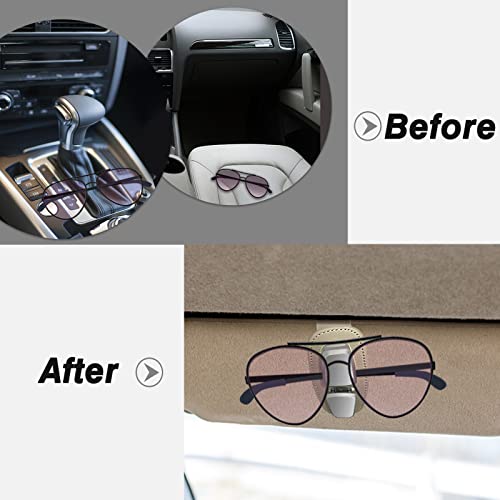 GOOTHX Sunglass Holder for Car, Sunglass Visor Clip, Car Interior Accessories,Universal Leather Sunglass Clip and Ticket Card Clip for Car