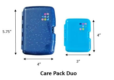 Claire's Exclusive - Caboodles Makeup Small Case, Duo Travel Cosmetic Purse or Bag Organizer, 2 Hard Cases - (Case 1-6x4x1) (Case 2-4x3x1) 2-Pack Bright Blue and Glitter Navy Blue