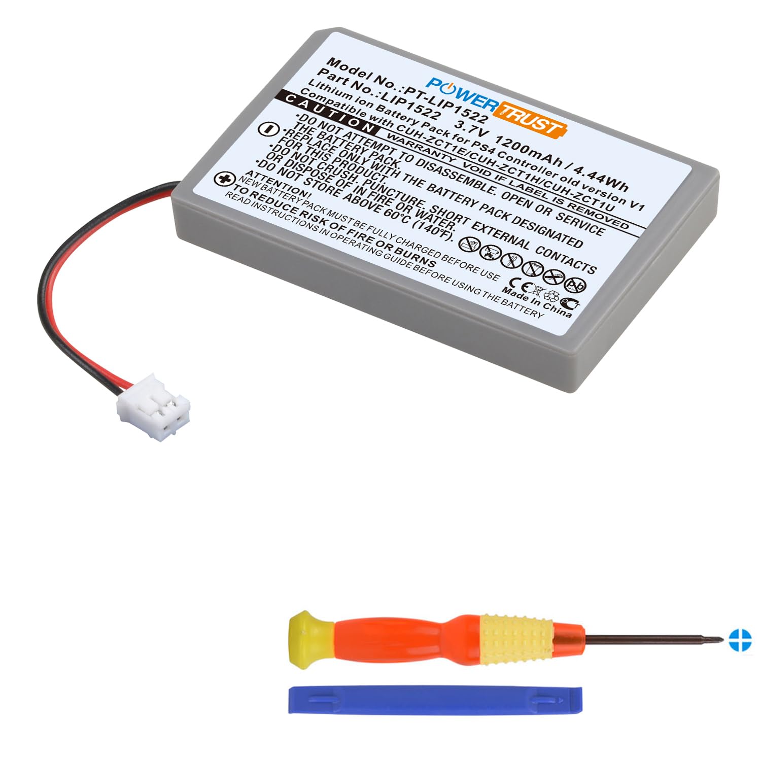 PowerTrust 1200mAh LIP1522 Replacement Battery for Sony Playstation 4 PS4 Dualshock 4 Wireless Controller CUH-ZCT1E CUH-ZCT1U-2015 Older Version