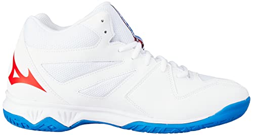 Mizuno Men's Running Volleyball Shoe, Wht Fieryred Frenchblue, 16