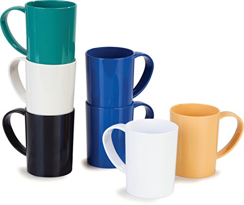 Carlisle FoodService Products Mug Plastic Coffee Mug with Large Handle for Buffets, Home, and Restaurant, Tritan, 12 Ounces, White