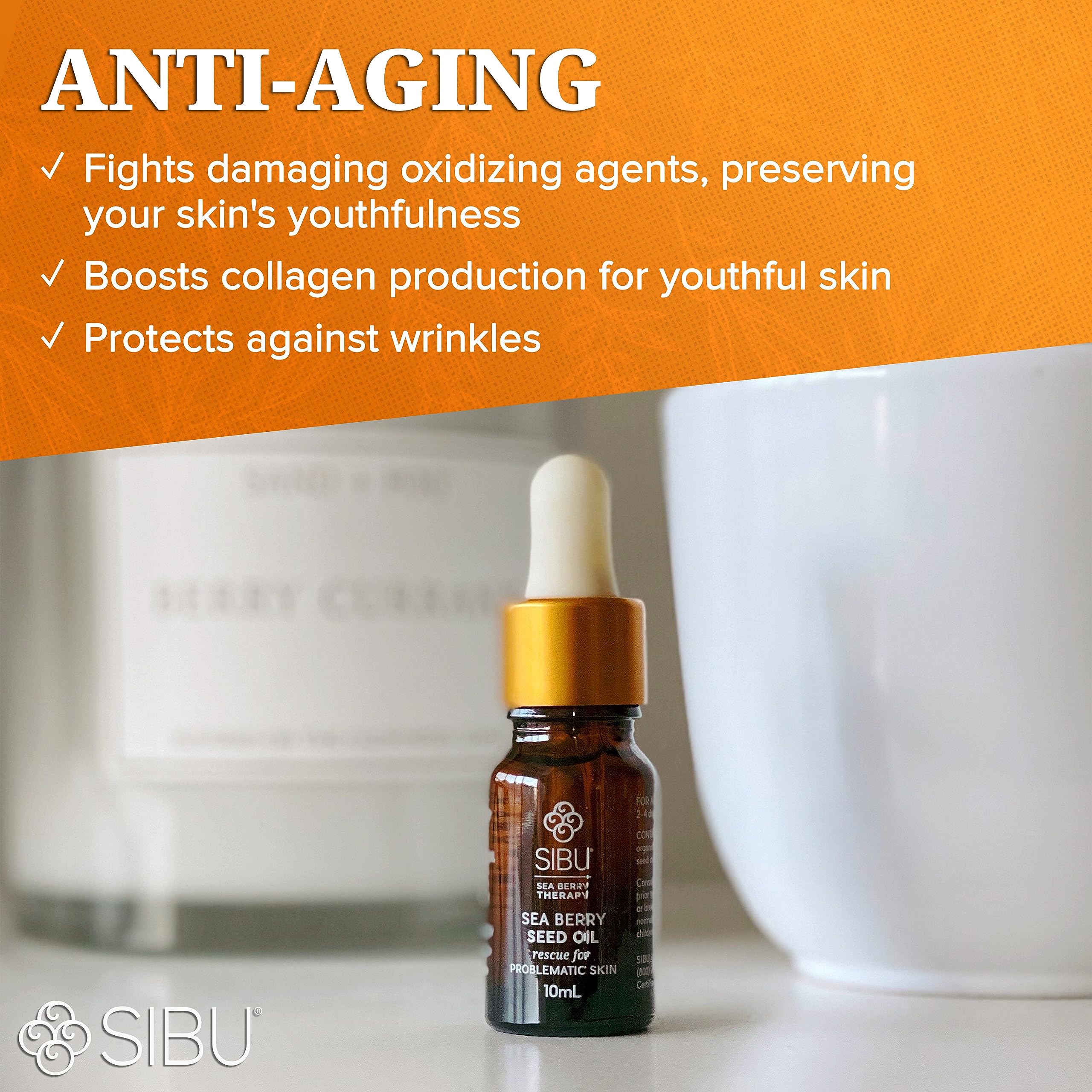 Sibu Premium Himalayan Sea Buckthorn Seed Oil, USDA Organic (10ml) β Amazing for Sensitive Skin, Breakouts, & Irritation