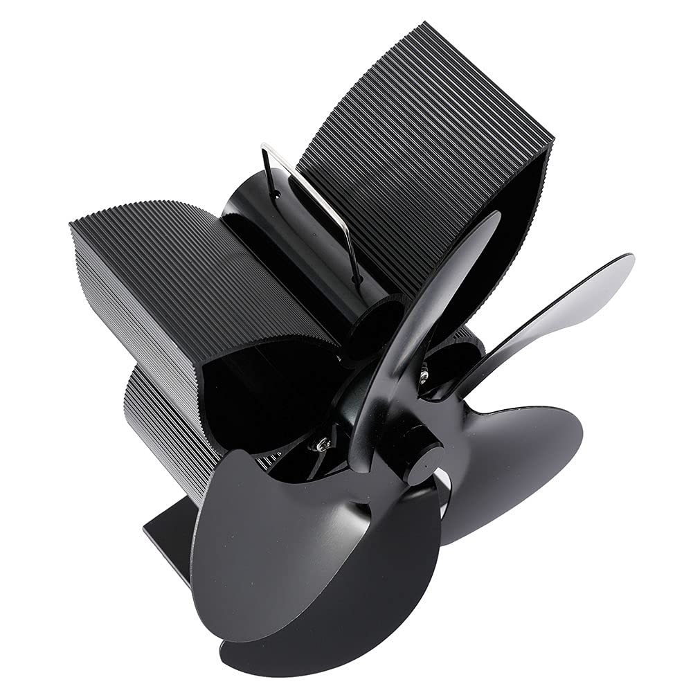 Saycker 5-Blade Fire Fans Heat Powered Stove Fan for Fireplace Wood/Log Burner/Fireplace Increased Efficiency(Black)