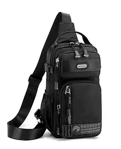 FASNAHOK Crossbody Sling Backpack for Men Women Multipurpose Cross Body Chest Bag Travel Hiking Casual Daypack (Black)