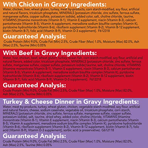 Purina Friskies Gravy Wet Cat Food Variety Pack, Shreds Beef, Chicken And Turkey & Cheese Dinner - (24) 5.5 Oz. Cans