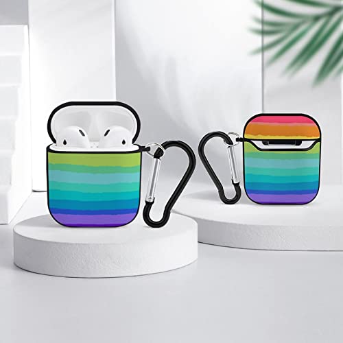LGBT Rainbow Pride AirPods 2 & 1 Case Cover Gifts with Keychain, Shock Absorption Soft Cover AirPods 2 & 1 Earphone Protective Case for Men Women