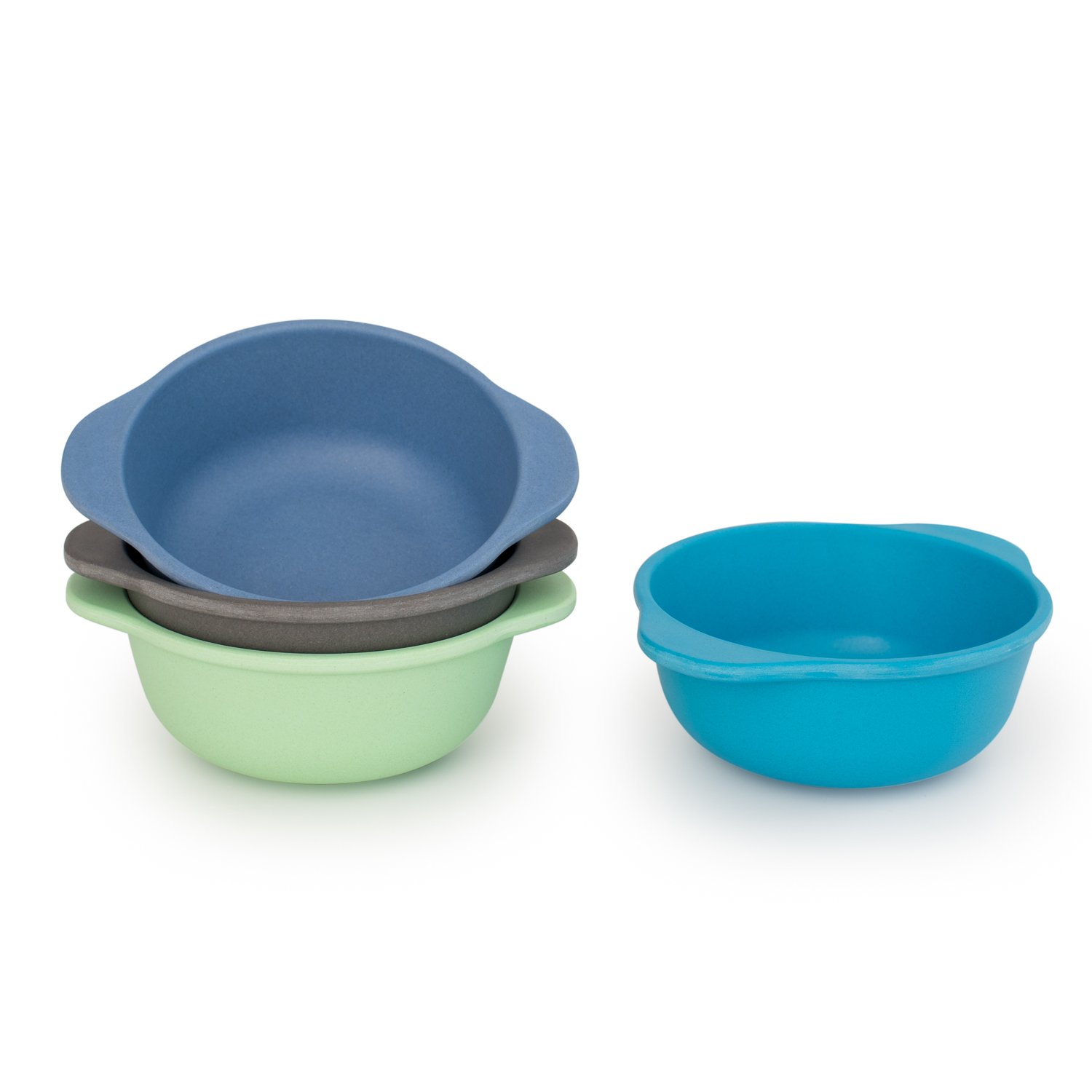 bobo&boo Bamboo Kids Snack Bowls, Set of 4 Bamboo Dishes, Non Toxic, Eco Friendly & Stackable Kids Snack Containers, Great Gift for Baby Showers, Birthdays & Preschool Graduations,Coastal