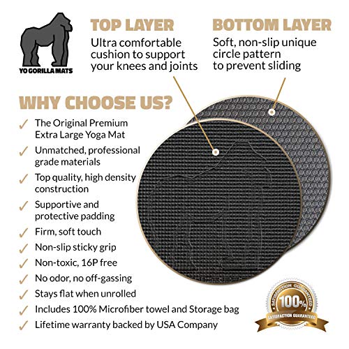 Gorilla Mats Premium Large Yoga Mat β 7' x 5' x 8mm Extra Thick & Ultra Comfortable, Non-Toxic, Non-Slip Barefoot Exercise Mat β Works Great on Any Floor for Stretching, Cardio or Home Workouts