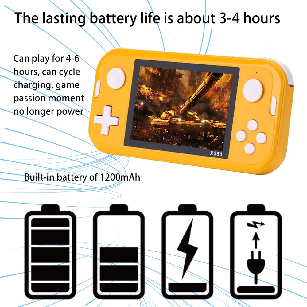 Diketigeey Handheld Game Console 3.5inch Mini Retro Gaming Player 700 Classic Games Preinstalled IPS Screen Rechargeable Game Consoles Box for Kids Boys Children(Yellow) (Yellow)