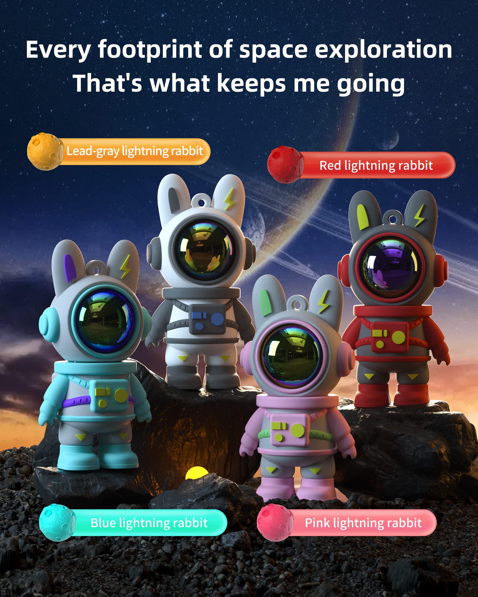 Cute Space Rabbit USB Flash Drive, Thumb Drive Waterproof USB 2.0 Memory Stick Small Size USB Drive Gift (128G, Cyan)
