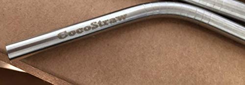 CocoStraw 10 Reusable Straws - Stainless Steel Drinking - Set of 10 + Cleaner - Eco Friendly, SAFE, NON-TOXIC non-plastic- CocoStraw Brand
