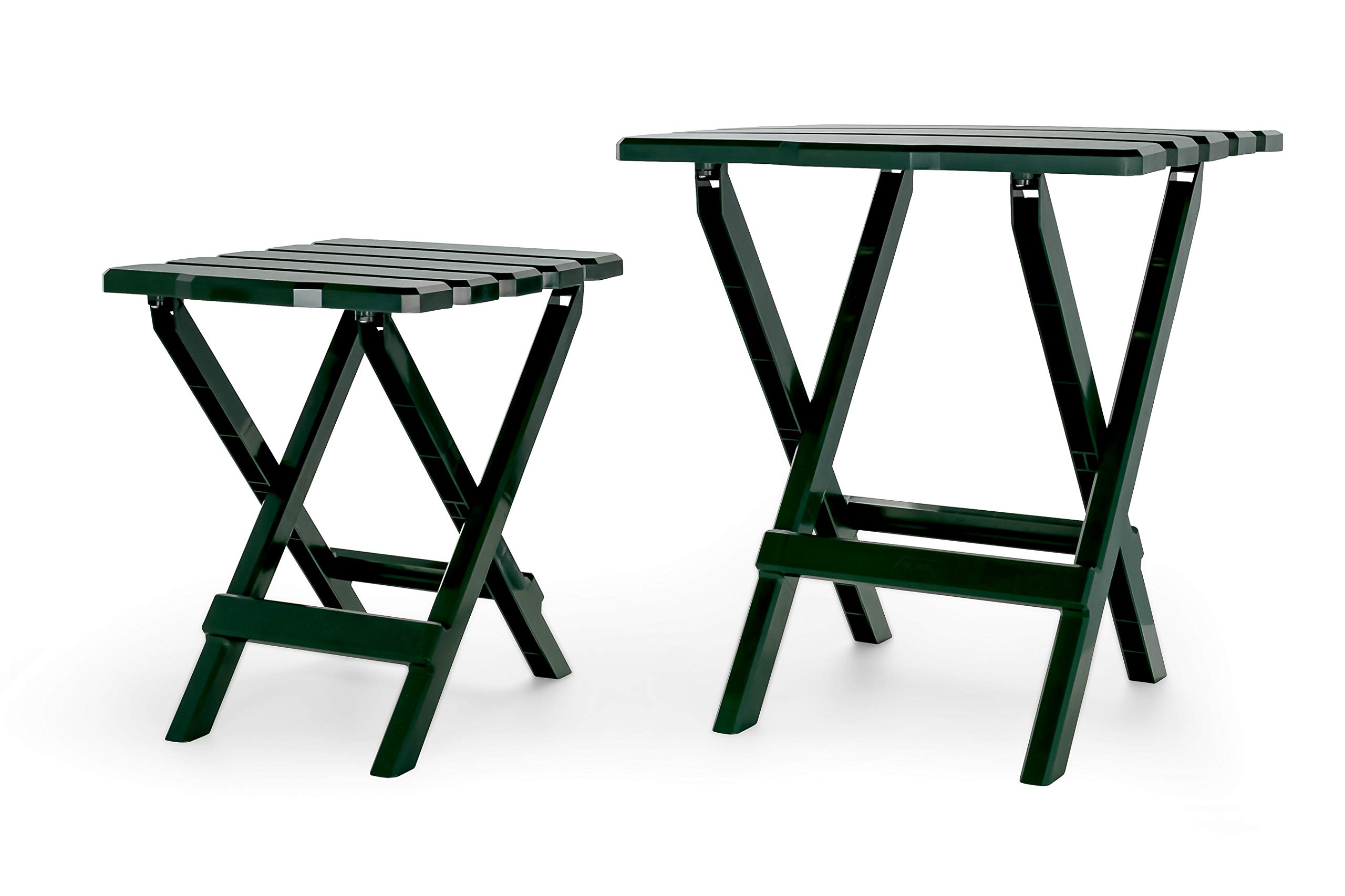 Camco Large Adirondack Portable Outdoor Folding Side Table - Perfect for The Beach, Camping, Picnics, Cookouts and More - Weatherproof and Rust Resistant - Green (21037)