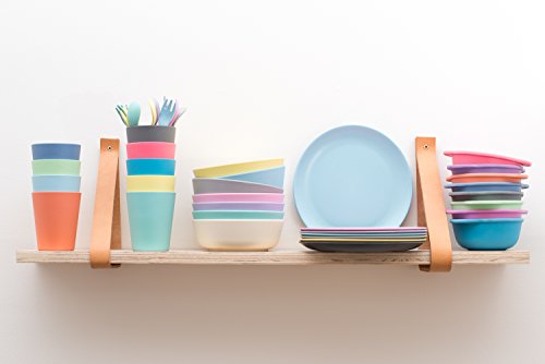 bobo&boo Bamboo Kids Divided Bento Plate, Sectioned Toddler Plate, Childrenās Compartment Plates, 5 Portioned Sections, Mix and Match, Dolphin Blue