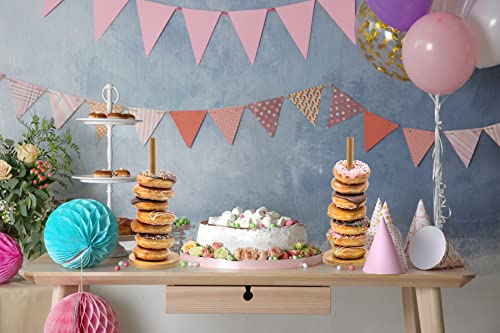 New Improved Bamboo Donut Stand for Party with thicker base - Donut holder stand party - Replaces other Donut wall and Donut Display Bagel Holder Stand. For Weddings, Doughnut, and Birthday Party