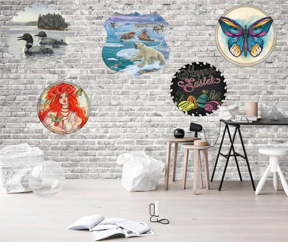WZVZGZ Metal Round Tin Sign Bicycle and Flowers Retro Art Wall Decor Antique Tin Sign 12x12inch