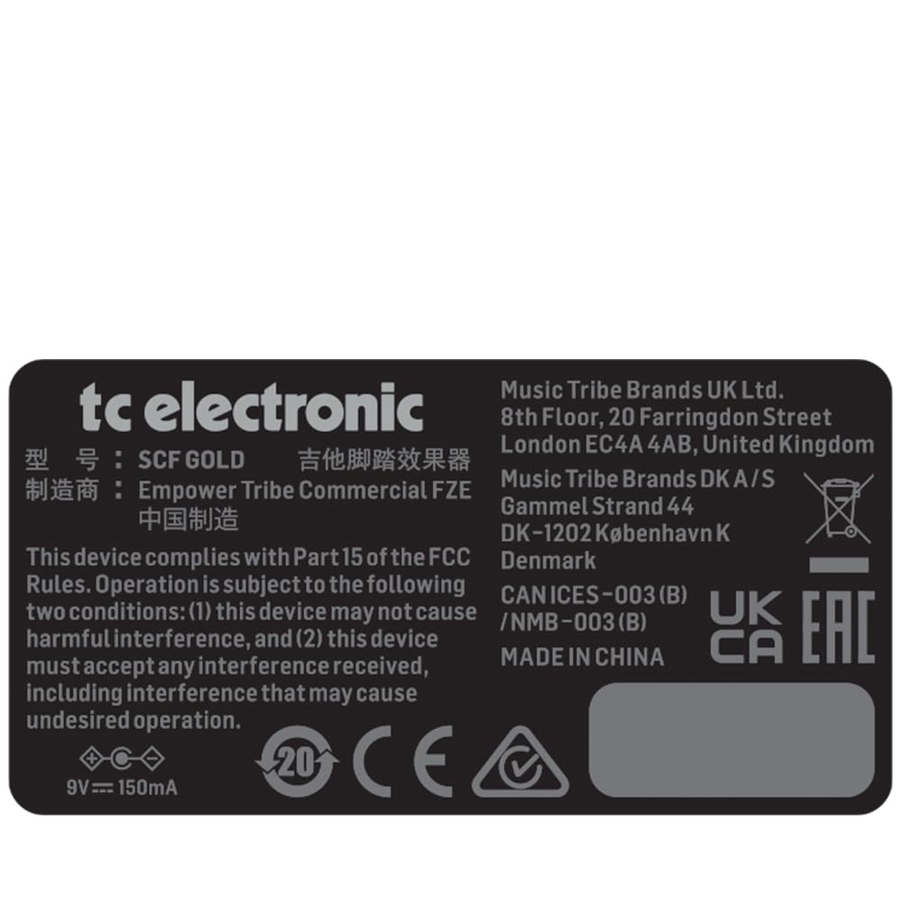 TC Electronic Guitar Chorus Effects Pedal, Black (SCF Gold)