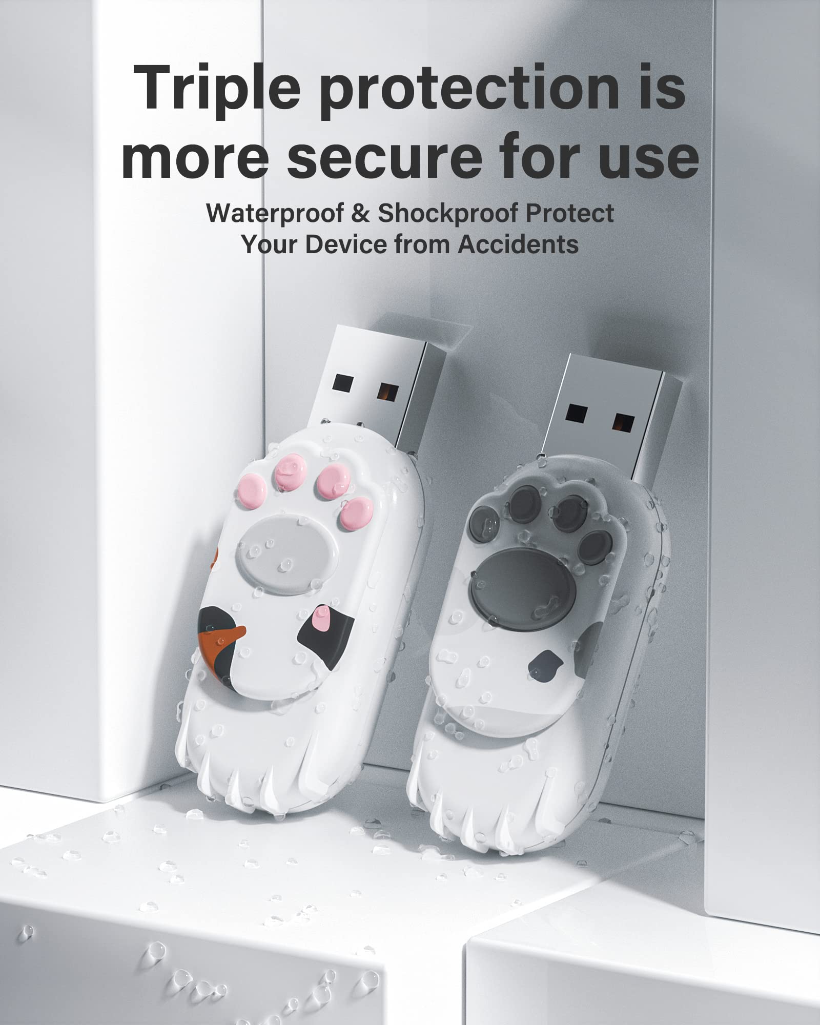 Cute USB Flash Drive Cat Paw Style 360°Rotation Thumb Drive Small Memory Stick Pendrive USB Storage Zip Drive Jump Drive