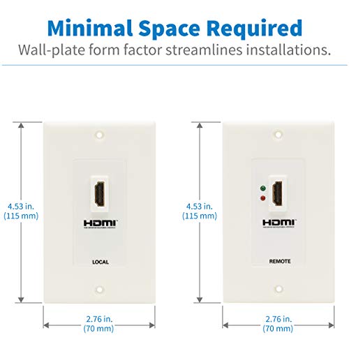 Tripp Lite HDMI over Dual Cat5/Cat6 Extender Wall Plate Kit with Transmitter and Receiver, TAA, 3 Year Warranty (P167-000),Multicolor