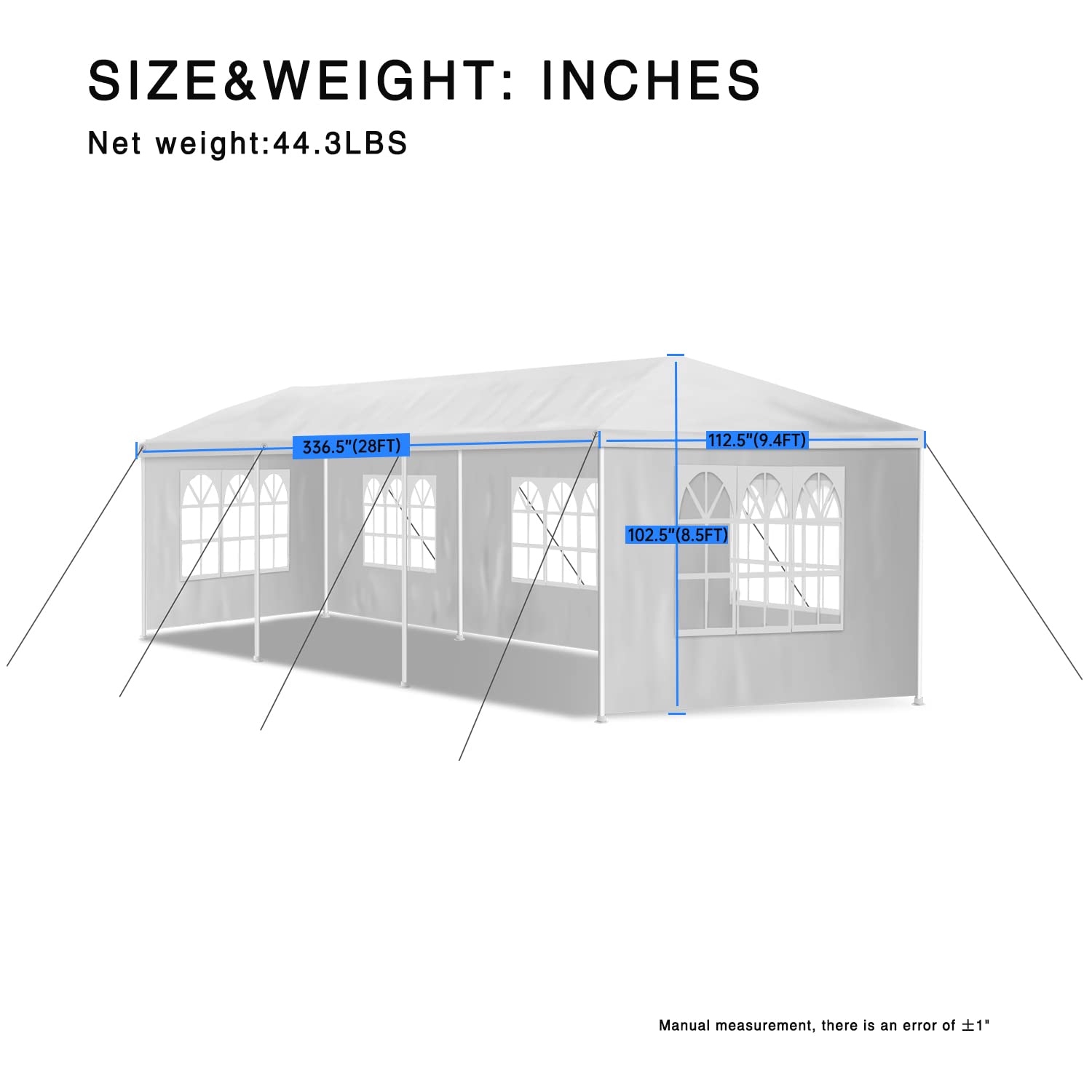 Canopy Tent -10x30 Outdoor Party Wedding Tent Heavy Duty Canopy with 5 Removable Sidewalls for Backyard Patio Camping,White