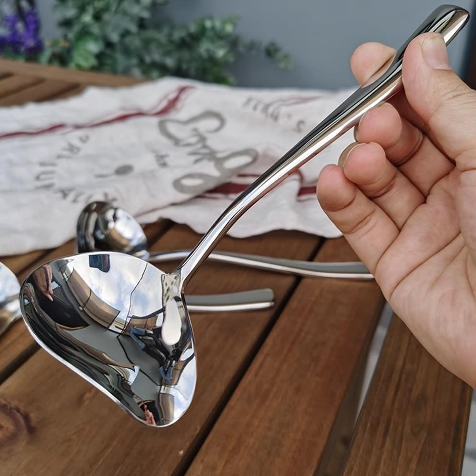 Generic Stainless Steel Small Sauce Ladle, With Pouring Spout Gravy ladle, for Salad dressing and dressings, 7.4Inches 2 Pieces Dishwasher Safe