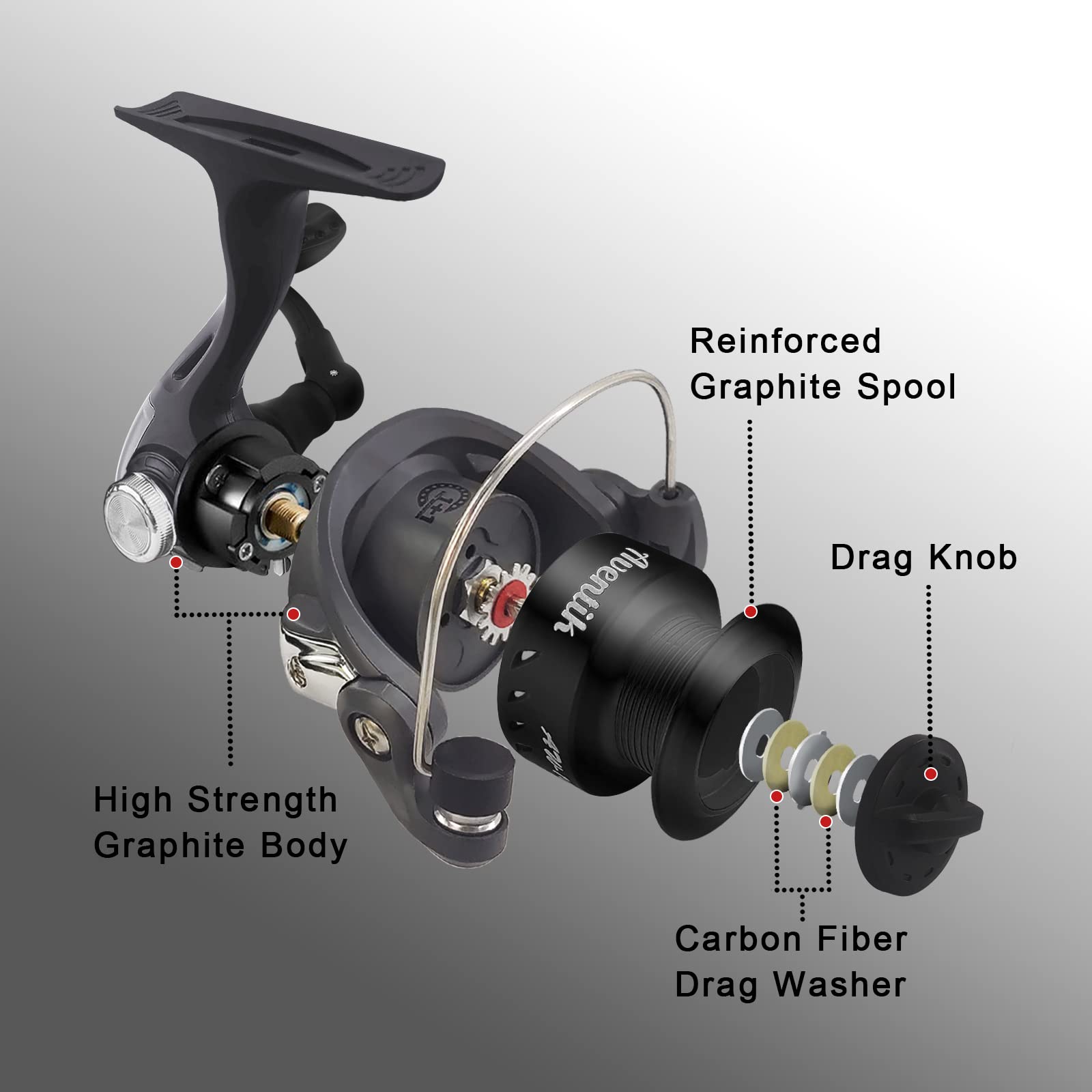 Aventik AW-100&300 Ice Fishing Reel Smooth Easy Line Through High Feet Design Graphite 5.2:1 Gear Ratio Powerful Ultra Light Ice Reel (AW-100)