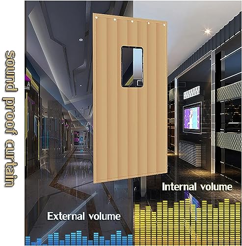 Kszoxdi Heavy Duty Thermal Insulation PU Doorway Curtain Screen Door Curtains Panel Soundproof Blanket Extra Wide with Window 30cm W x 45cm L for Garage Front Door Patio Kitchen Pink (Size : W130cm*H