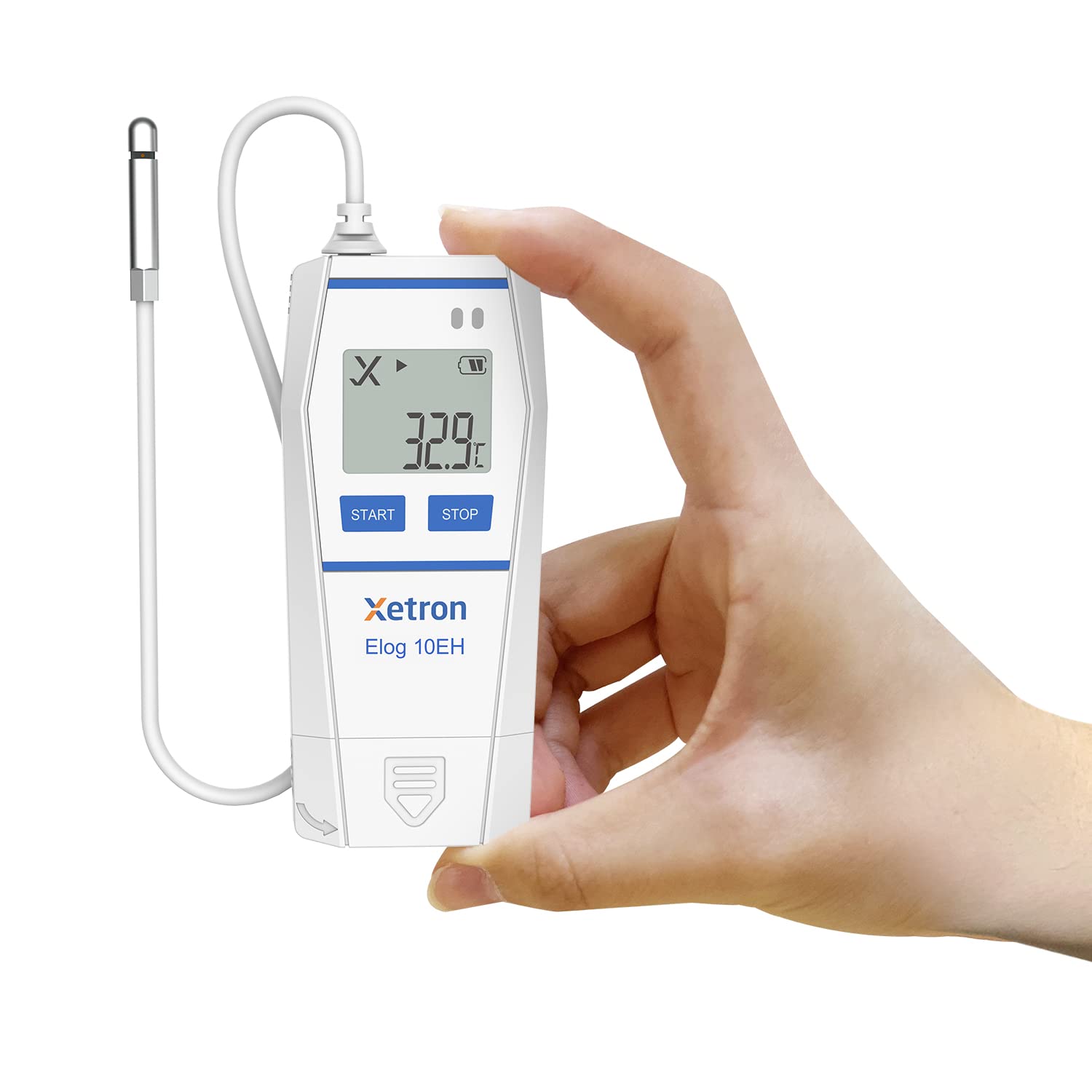 Xetron Multi-Use Temperature Humidity Data Logger with External Probe,32000 Points Reusable Recorder for Cold Chain, PDF Report, Calibration Certificate Elog10EH (1 PackďźUpgrade RC-5