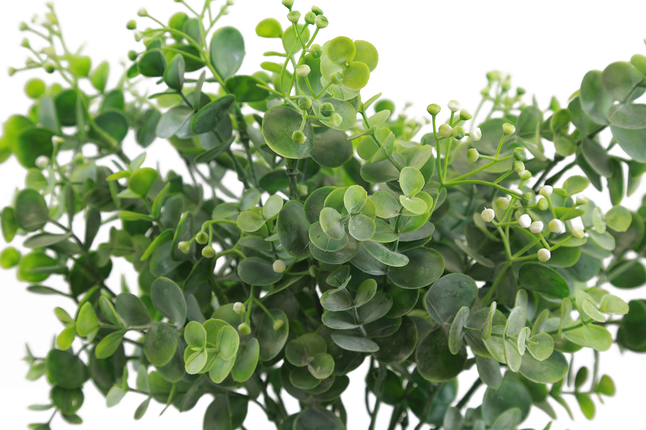 Season’s Need Decor 2 Bundles Artificial Boxwood Shrubs - Eucalyptus Greenery Stems - Fake Plants for Garden Home Porch Patio Window Box Bedroom Décor - Artificial Eucalyptus 15inches (Green)