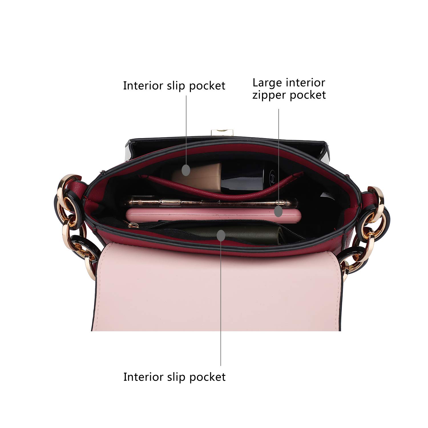 MKF Crossbody Bags for Women β PU Leather Pocketbook Handbag β Medium Side Messenger Purse, Shoulder Strap Yellow-Off White