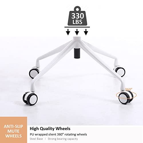 BEEANDEE Foldable Armless Home Office Chair Within 5 Minutes Completely Easy Installation with Adjustable Height and 360 Degree Universal Wheels, Armless Cute Modern Chair for Office(White)