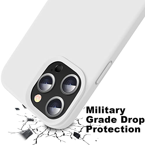 Ktele Compatible with iPhone 13 Pro Max Case 6.7 inch Premium Liquid Silicone with [Soft Anti-Scratch Microfiber Lining] Gel Rubber Full-Body Bumper Protection Case for iPhone 13 Pro Max - White