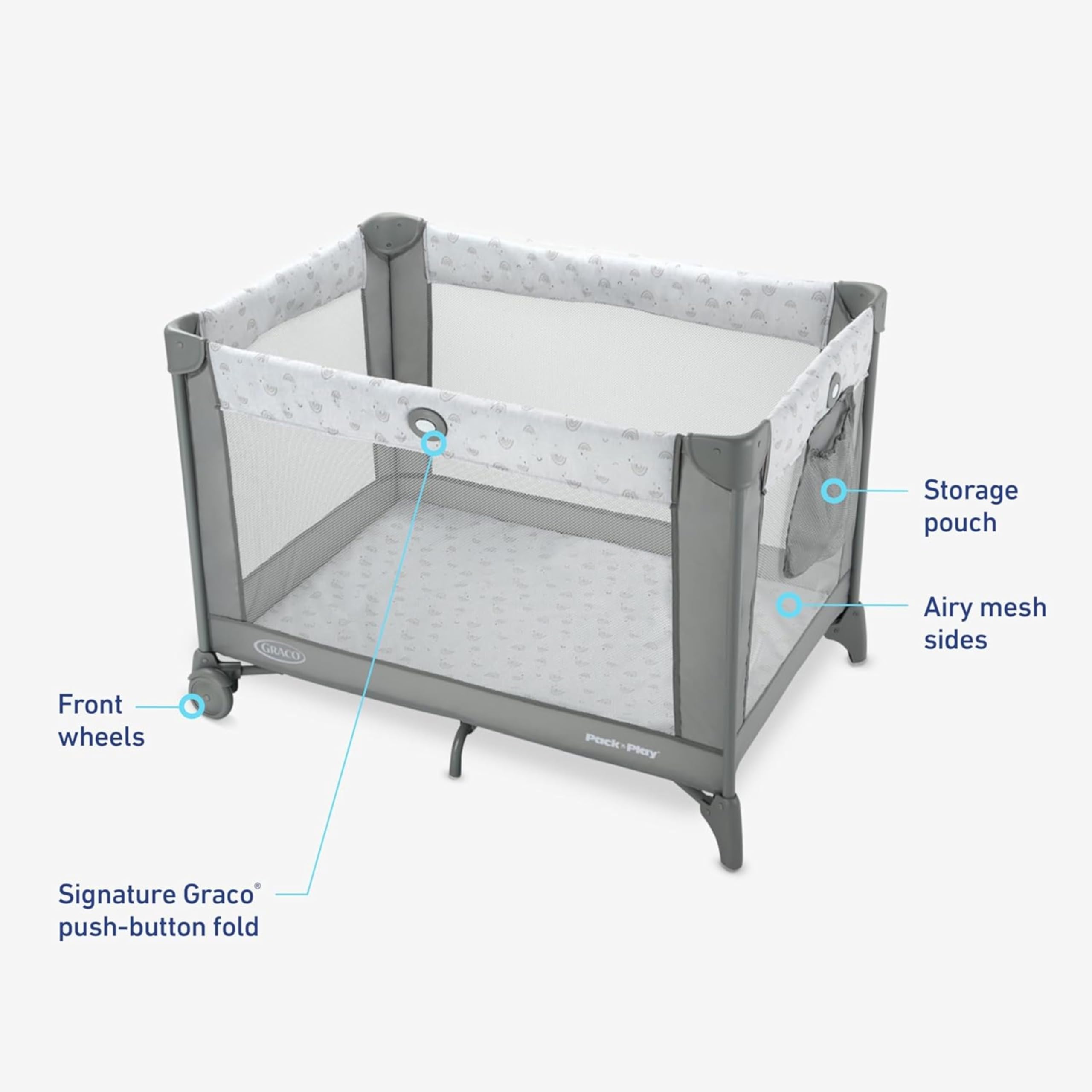 Graco Pack n Play Portable Playard, Reign with Compact Fold and Mesh Storage