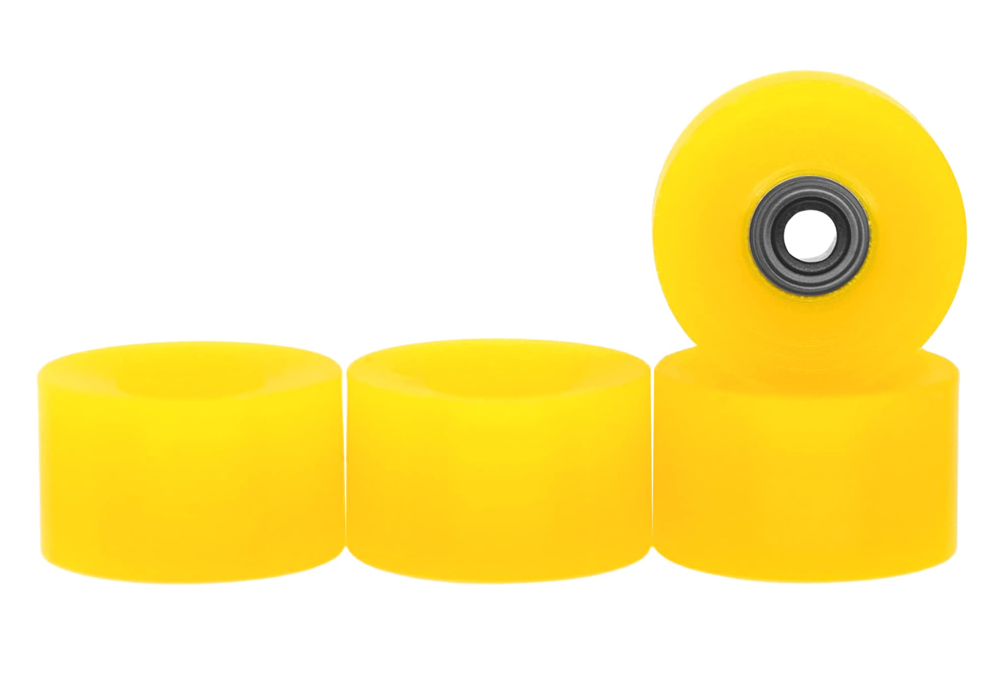 Teak Tuning Apex 71D Urethane Fingerboard Wheels - Cruiser Style, Bowl Shaped, 8.7mm Diameter - ABEC-9 Stealth Bearings - Made in The USA - Banana Yellow Colorway