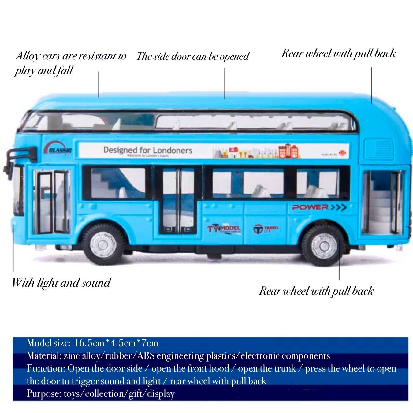 Children's Double Decker Bus Toy London Bus Model, Boy Toy Car Alloy Bus Model (Size : London Bus)