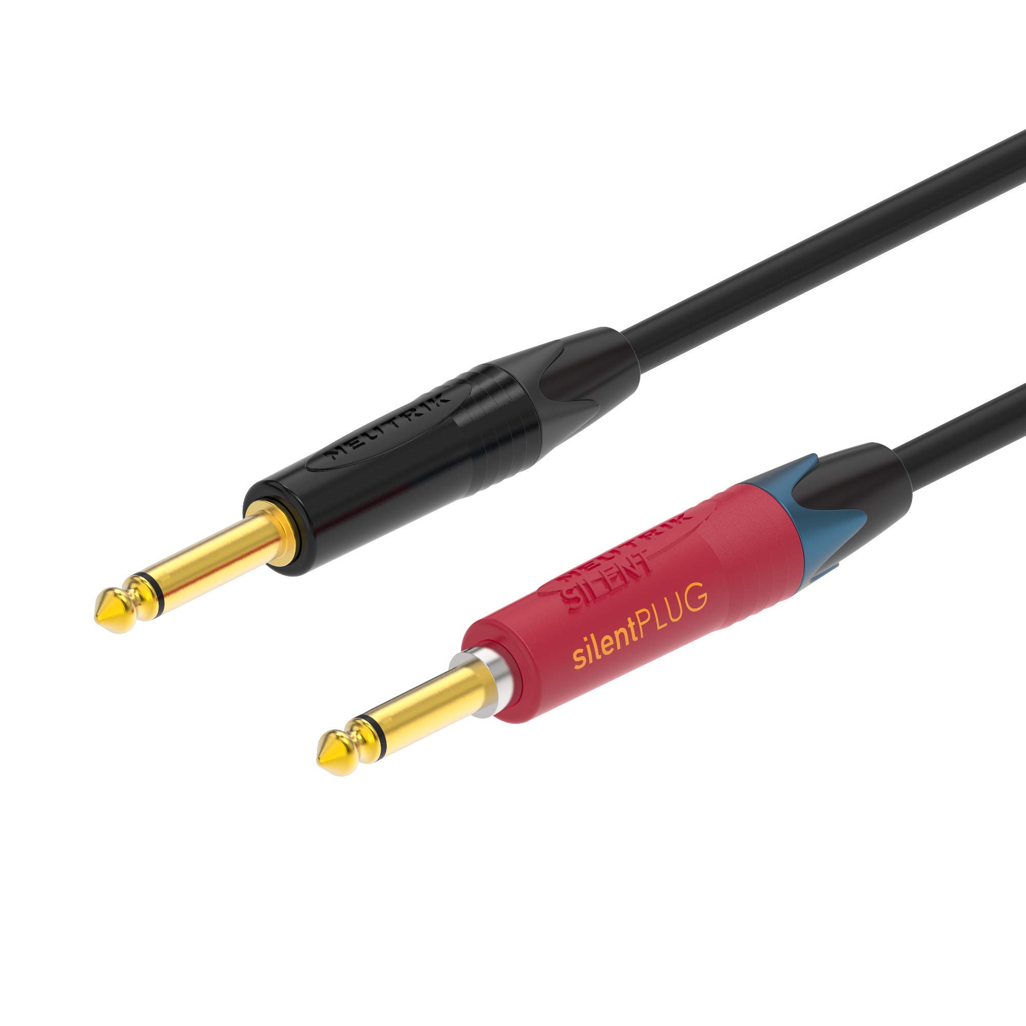 Mogami 2524 Guitar Bass Instrument Cable | 1/4 Inch TS to 1/4 silentPLUG TS | Neutrik Gold | 35 Feet | Black | Assembled in The USA