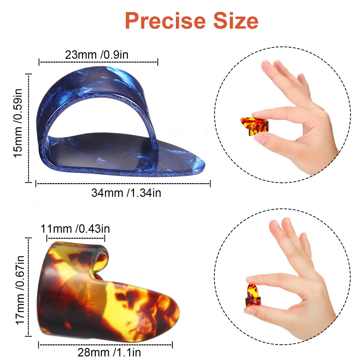 Thumb Picks Finger Picks, Medium, Flat Thumbpicks, Celluloid Guitar Thumb Finger Picks with Storage Box Case (12 Pieces, Thumb Finger Picks)