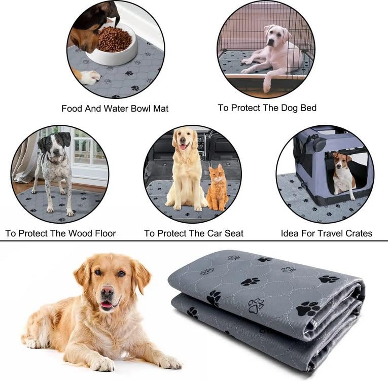 Generic Washable Dog Pee Pads,Puppy Pads,Reusable Pet Training Pads,Large Dog Pee Pad,Waterproof Pet Pads for Dog Bed Mat,Super Absorbing Whelping Pads,2 Pack 36X41, Gray