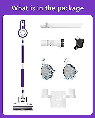 Micol Cordless Vacuum Cleaner, 6-in-1 Lightweight Stick Vacuum, 2 Modes of Powerful Suction, Maximum 38 Mins Runtime, Removable Battery, Household Vacuum Cleaner for Home Hard Floor Pet Hair Carpet
