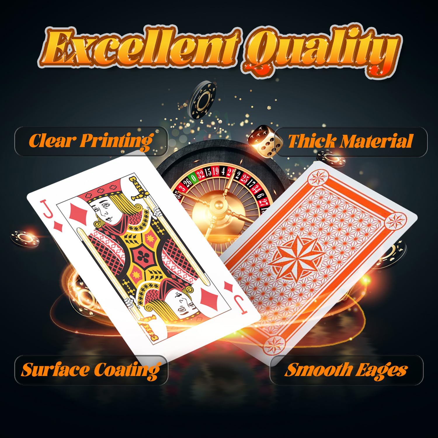 SeptCity Jumbo Playing Cards, Super Big Giant Game Theme Full Deck Huge Poker Oversize Decorations of Magic Party Fun for All Ages (1 Pack) (4 Times)