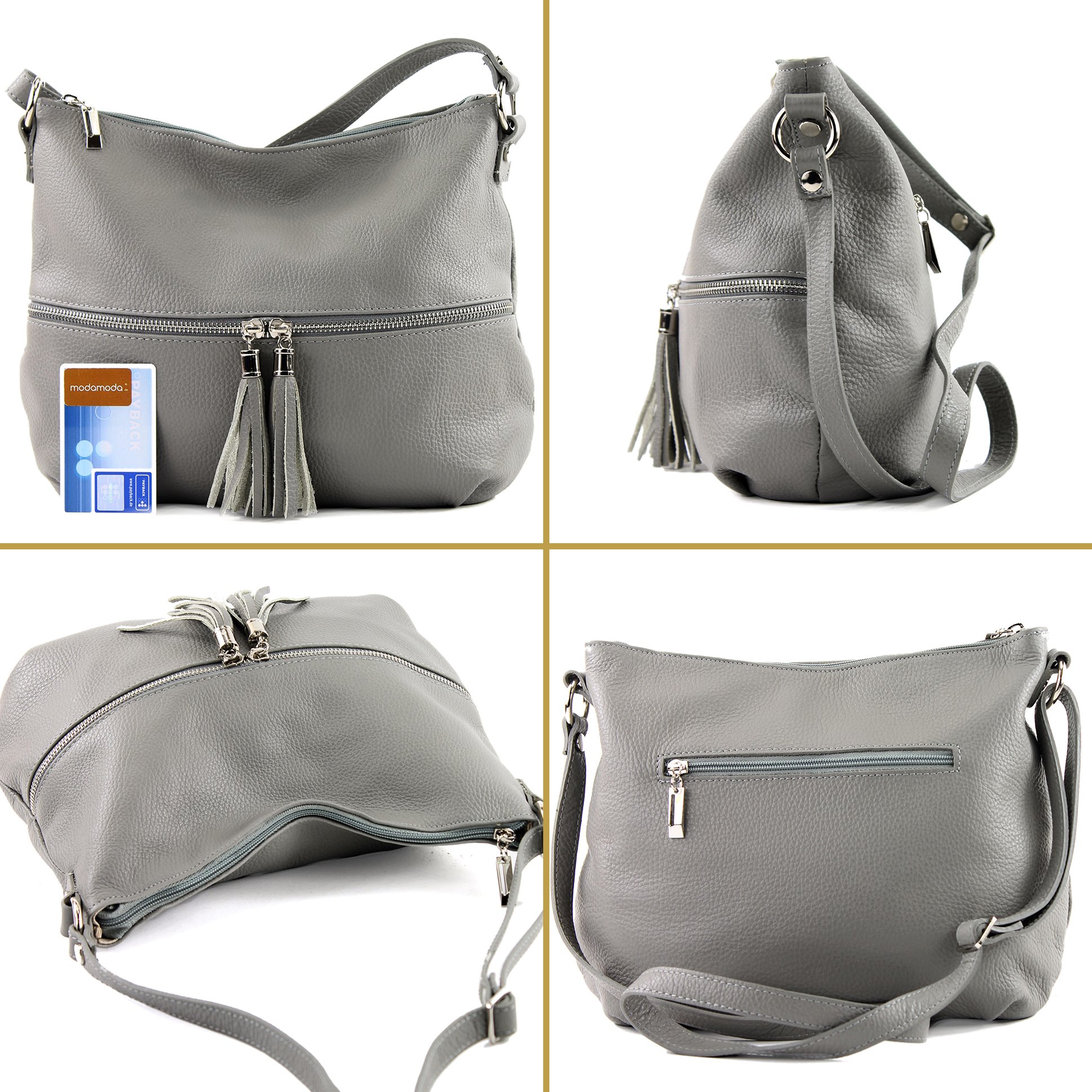 modamoda de - T159 - ital shoulder bag Shoulder bag made of leather, color: mustard yellow