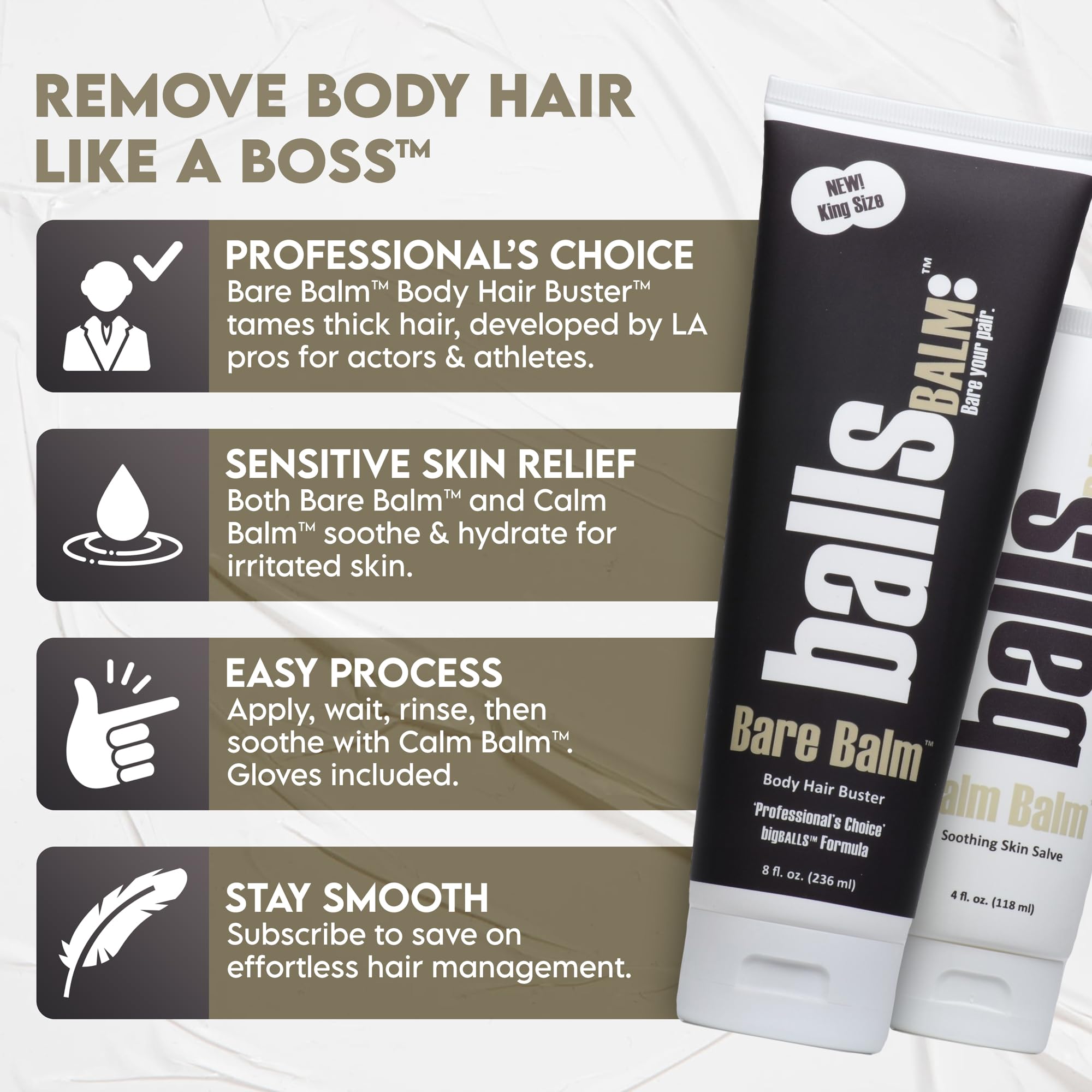 The Bare Pair Double Pro Pac King Kombo - Body Hair Management System (w/Exfoliating Glove)