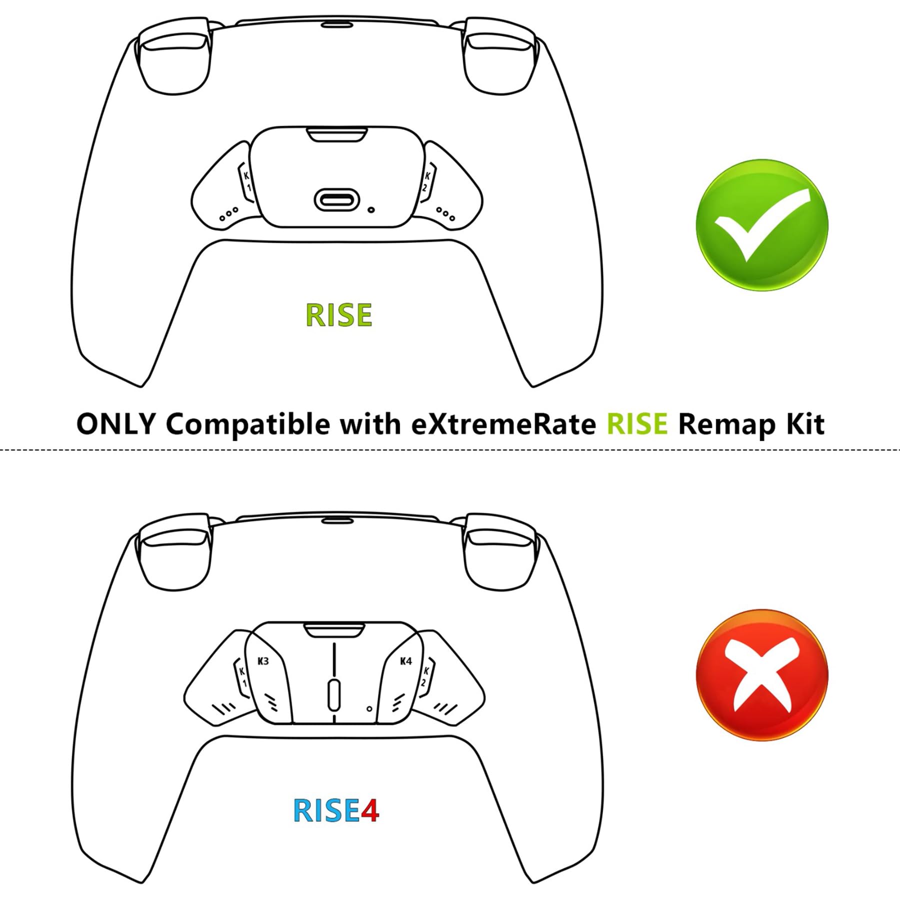 Silver Real Metal Buttons (RMB) Version K1 K2 Buttons Housing & Remap PCB Board for PS5 Controller eXtremeRate Rise Remap Kit – NOT Included The Controller & Flex Cables and Other Rise Accessories
