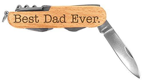 Fathers Day Gift for Dad Best Dad Ever Laser Engraved Wood 6 Function Multitool Pocket Knife